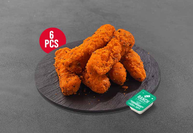6 Pcs Chicken Strips with a Dip